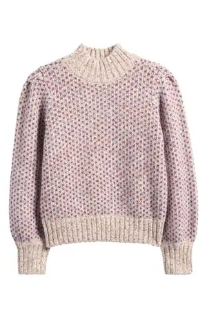 CECE DUPRAZ Jacquard Blouson Sleeve Sweater - Cereal