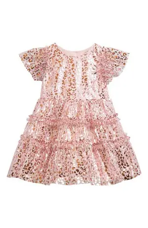 PIPPA & JULIE Leopard Foil Print Ruffle Tiered Dress