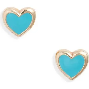 Anzie Enamel Heart Stud Earrings - Blue