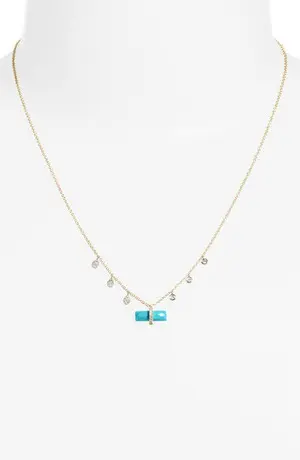 Meira T Turquoise And Diamond Bar Pendant Necklace