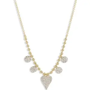 Meira T Diamond Charm And Heart Pendant Necklace - Yellow