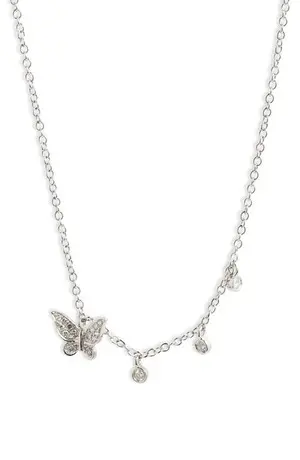 Meira T Diamond Butterfly Pendant Necklace - White