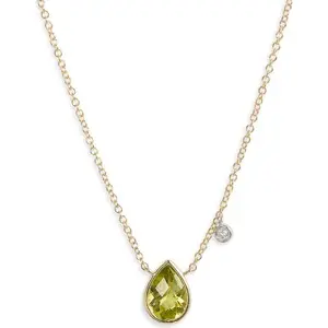 Meira T 14k Gold Peridot And Diamond Pendant Necklace - Yellow