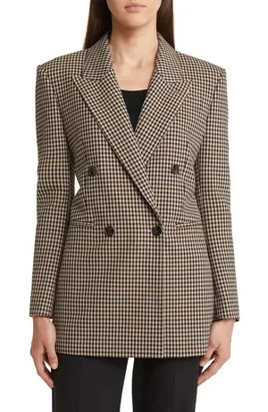 BOSS Jekira Houndstooth Double Breasted Blazer