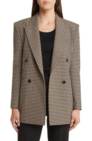 BOSS Jekira Houndstooth Double Breasted Blazer