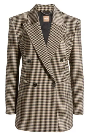 BOSS Jekira Houndstooth Double Breasted Blazer