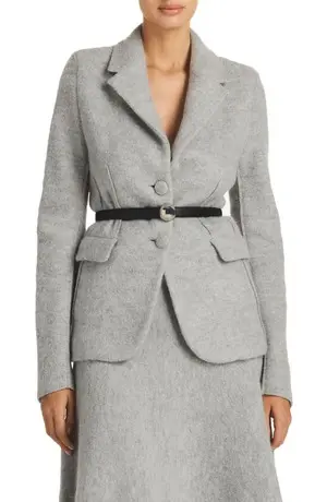 St. John Brushed Wool-blend Belted Jacket