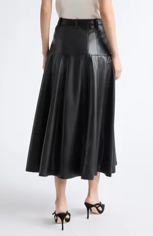 Cinq À Sept Veena Faux Leather A-line Skirt - Black