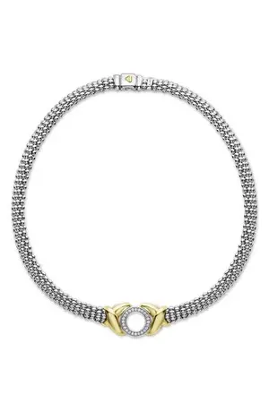 Lagos Embrace Diamond Pendant Bracelet - Yellow Gold/silver