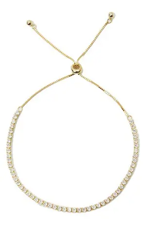 Argento Vivo Cubic Zirconia Tennis Bolo Bracelet - Gold