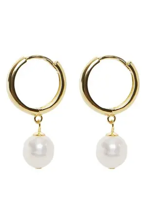 ARGENTO VIVO Freshwater Pearl Drop Huggie Hoop Earrings