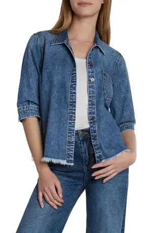 Wash Lab Denim Frill Shirts For Women