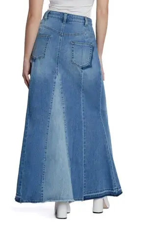 WASH LAB DENIM Bliss Flare Maxi Skirt - Spark Blue