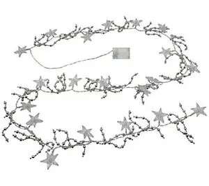 LUMABASE Silver String Lights W/ Lighted Stars - One-color