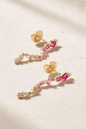 SUZANNE KALAN 18-karat Sapphire And Diamond Drop Earrings