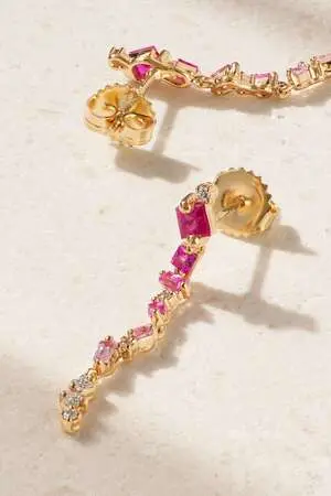 SUZANNE KALAN 18-karat Sapphire And Diamond Drop Earrings