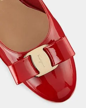 FERRAGAMO Vara Bow Leather Pumps - Red
