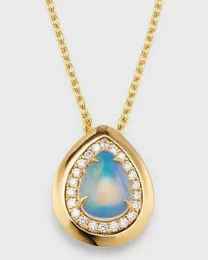DAVID KORD 18k Yellow Gold And Diamond Pendant Necklace - Opal