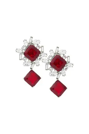 KENNETH JAY LANE Ruby Rhinestone Drop Clip Earrings - Teal