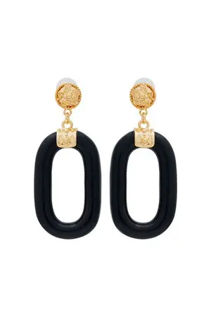 KENNETH JAY LANE Oval Link Drop Earrings - Black