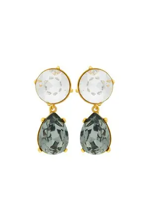 KENNETH JAY LANE Crystal & Diamond Drop Earrings - Black