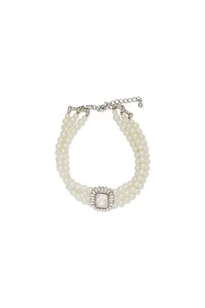 KENNETH JAY LANE Three Row Pearl & Crystal Choker - Natural