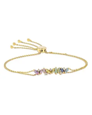 SUZANNE KALAN Suzanne Kalan 18k Yellow Gold Frenzy Patel Rainbow Sapphire & Diamond Bolo Bracelet Multi/gold