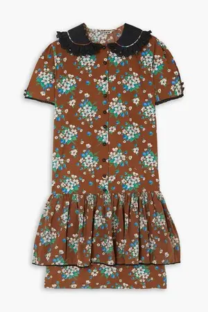 Batsheva Clarice Ruffled Floral-print Cotton-poplin Dress