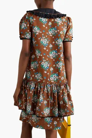 Batsheva Clarice Ruffled Floral-print Cotton-poplin Dress