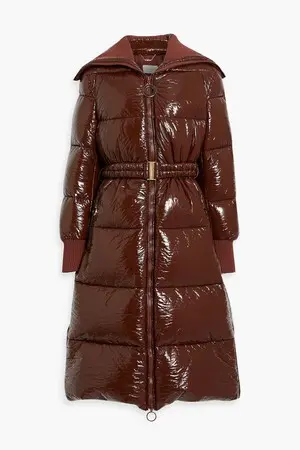 Zimmermann Belted Quilted Vinyl Down Coat - Brown