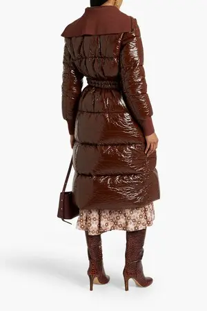 Zimmermann Belted Quilted Vinyl Down Coat - Brown