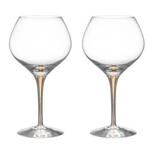 ORREFORS Intermezzo Bouquet Gold Wine Glass, Set Of 2 Exclusive - Clear