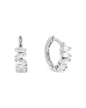 SUZANNE KALAN 18k Gold Diamond Huggie Hoop Earrings - White