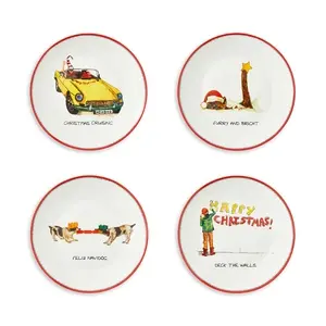 SPODE Doodles 6 Tidbit Plates, Set Of 4 - White