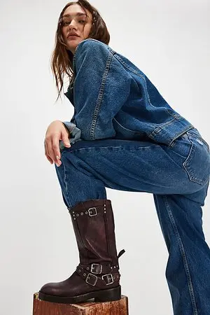 Free People We The Free Janey Engineer Boots Wine Fresco