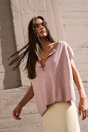 Free People Marina Del Sol Sweater Top Frosted Mauve