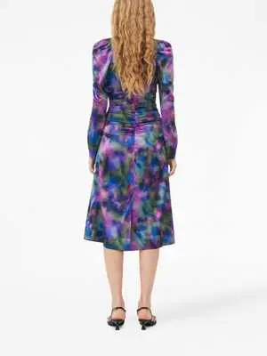 GANNI Graphic-print Gathered Dress