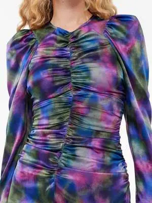 GANNI Graphic-print Gathered Dress