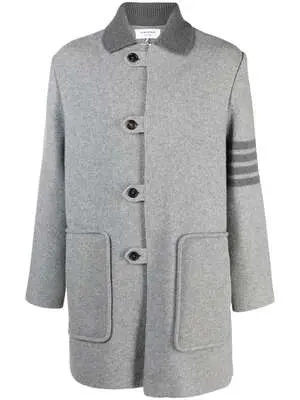 Thom Browne Stripe-trim Single-breasted Coat