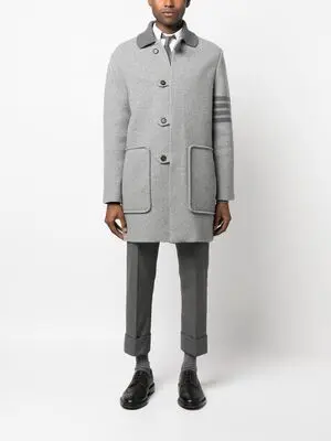 Thom Browne Stripe-trim Single-breasted Coat