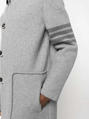 Thom Browne Stripe-trim Single-breasted Coat