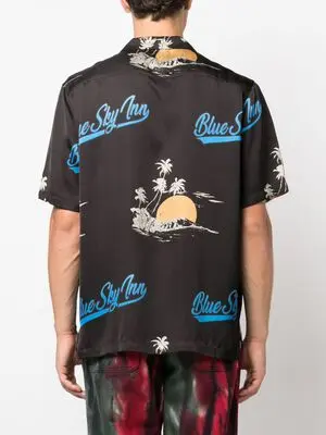 BLUE SKY INN Logo-print Short-sleeve Shirt - Black