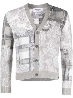 Thom Browne Jacquard Knit Cardigan - Grey