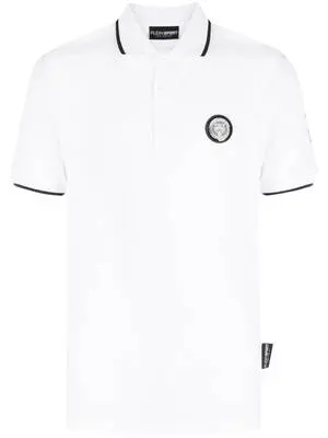 PLEIN SPORT Ss Logo-patch Cotton Polo Shirt - White
