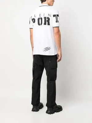 PLEIN SPORT Ss Logo-patch Cotton Polo Shirt