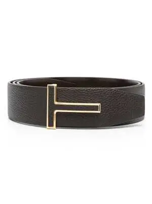 TOM FORD Logo Buckle Leather Belt - Brown