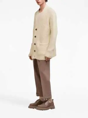 AMI Paris V-neck Rib-knit Cardigan