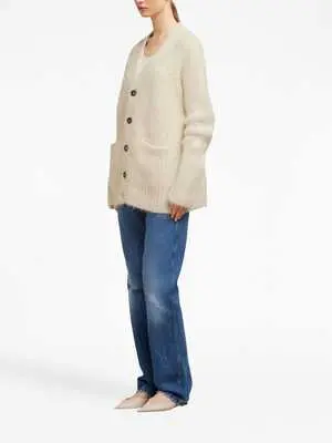 AMI Paris V-neck Rib-knit Cardigan