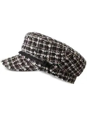 MAISON MICHEL Abby Tweed Sailor Cap - White