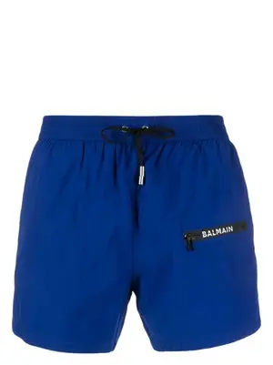Balmain Logo-print Swim Shorts - Blue